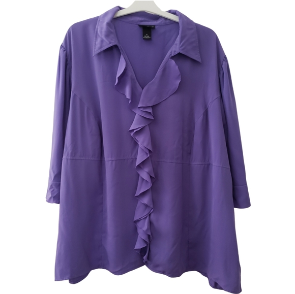 Maggie Barnes | Tops | Womens Purple Ruffle Top | Poshmark